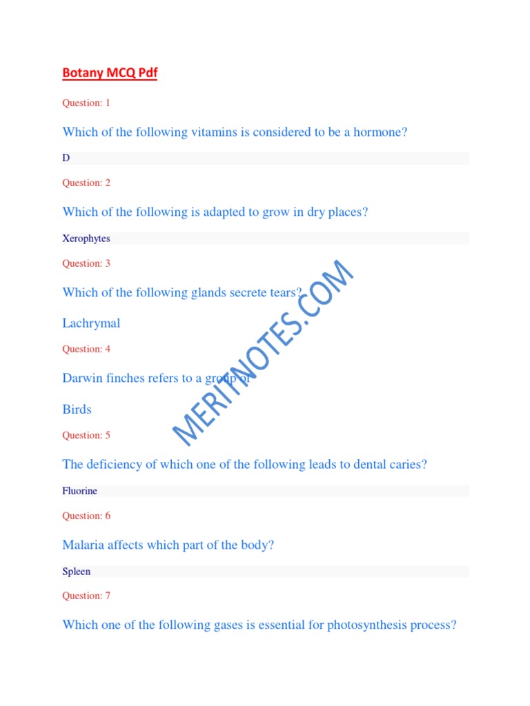 Botany Mcq (1) | PDF