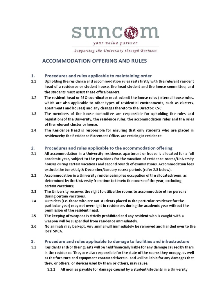 Accommodation Rules | PDF