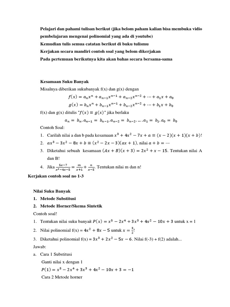 Polinomial Tugas | PDF