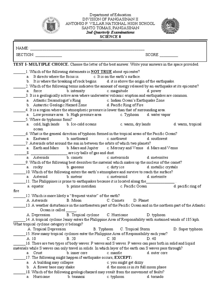 2nd Quarter Test With TOS-MatebookD15 | PDF