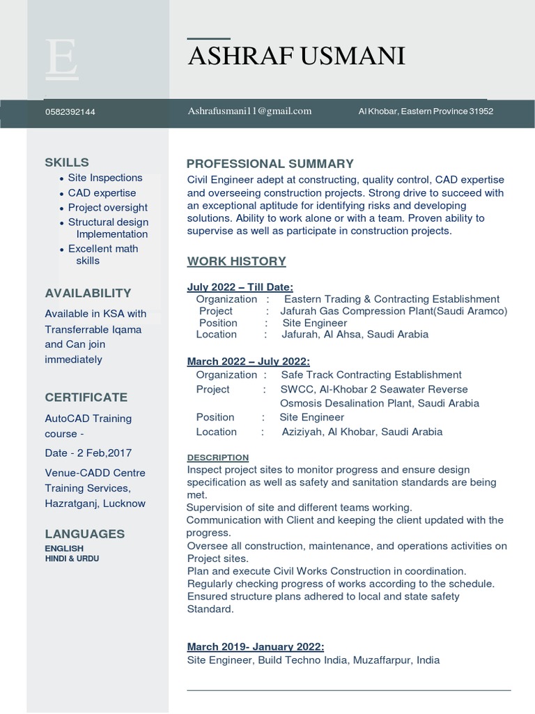 Ashraf CV | PDF | Engineering