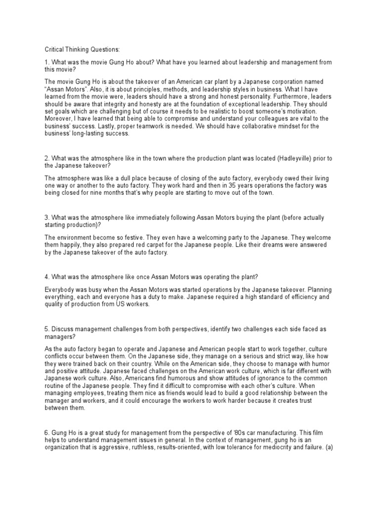 Gung Ho Case | PDF | Leadership | Social Psychology