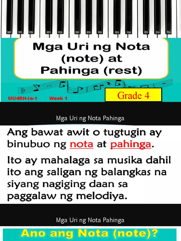 Nakikilala Ang Mga Nota at Pahinga Grade 4 | PDF