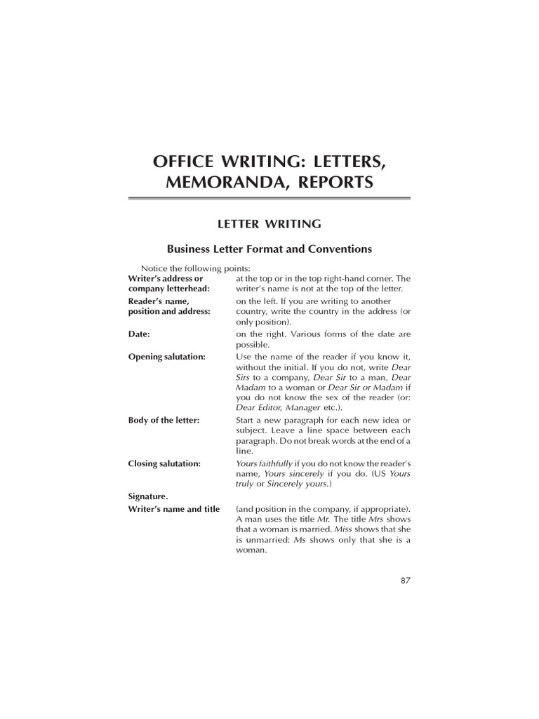 Office Writing | PDF | Memorandum | Madam