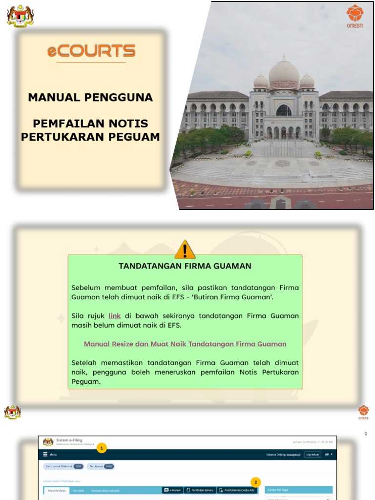 Manual Pengguna Notis Pertukaran Peguam (EFS) 2 | PDF