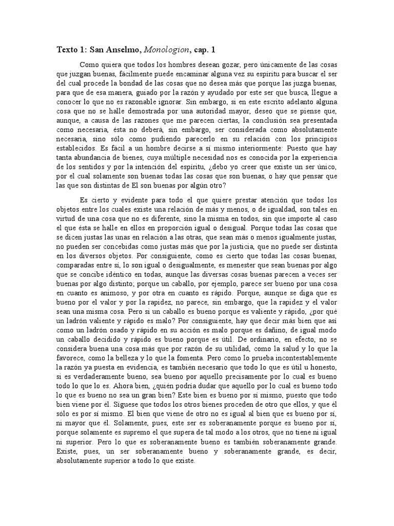 Textos Monologion y Proslogion | PDF | Filosofía | Relaciones ...