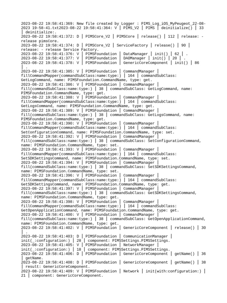 PIMS Log Initialization and Commands | PDF | Parameter (Computer Programming) | Computer Programming