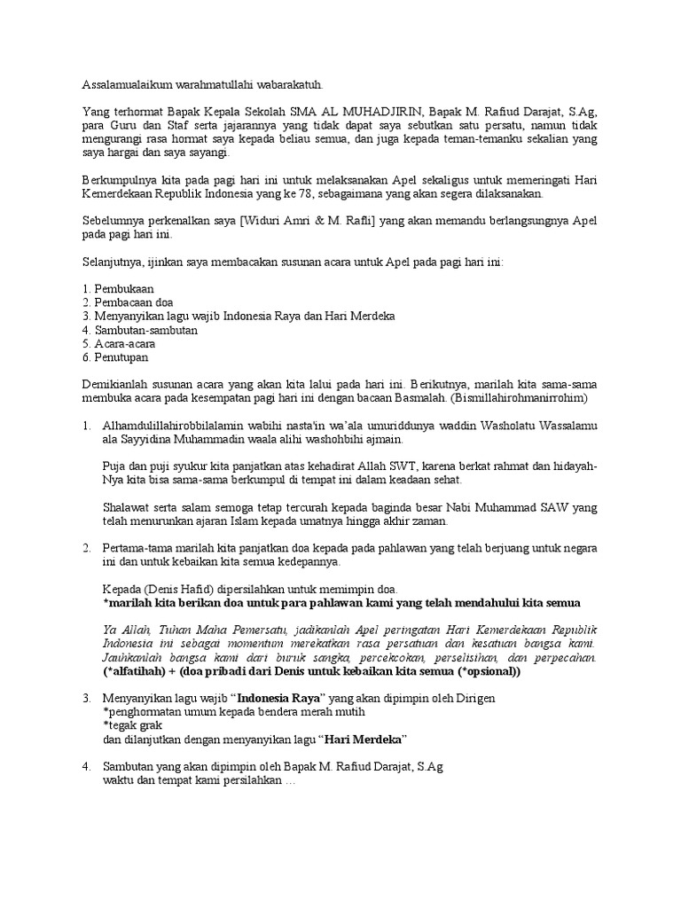 Teks MC Kemerdekaan | PDF