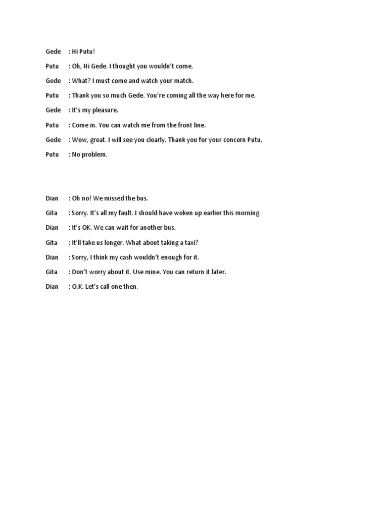 Expressing Thanking and Apologizing Dialog | PDF