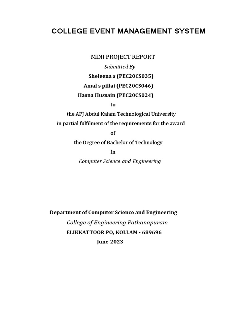 College Event Management System | PDF