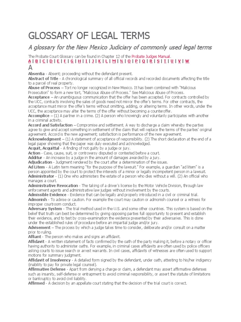 Glossary of Legal Terms | PDF