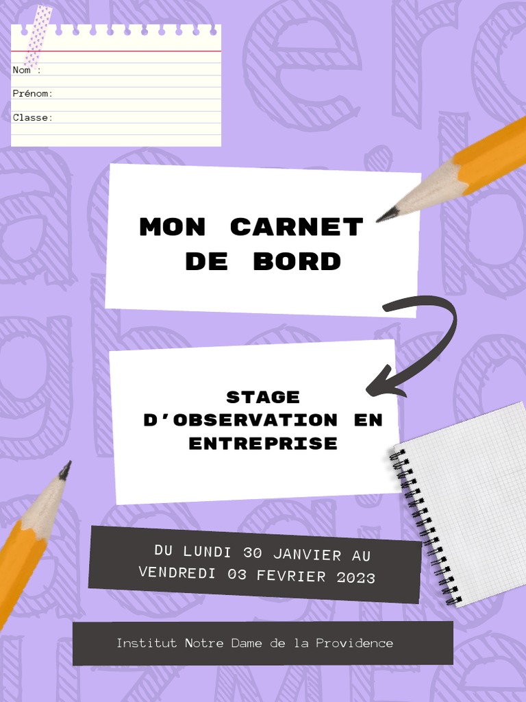 Carnet de Bord Stage 3e 22-23 | Descargar gratis PDF | Business | Mise en page