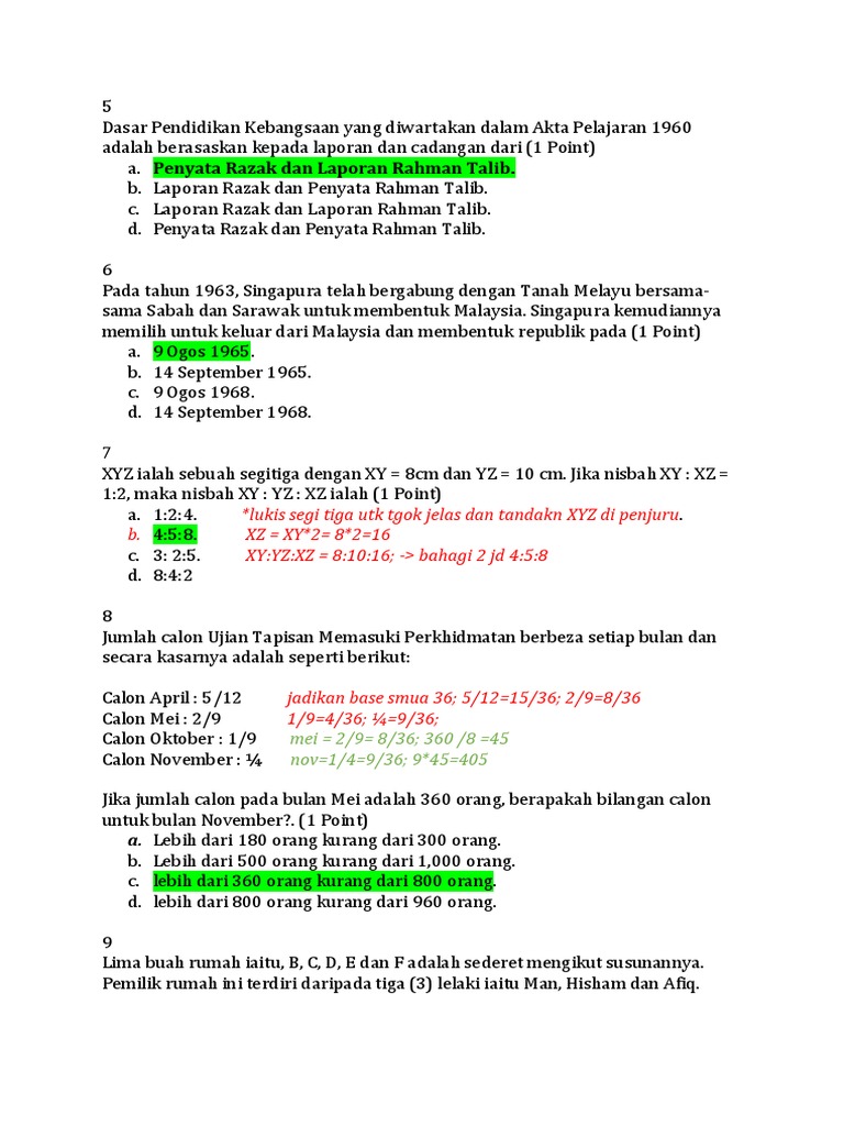 Contoh Soalan Ujian Tapisan Unimas | PDF