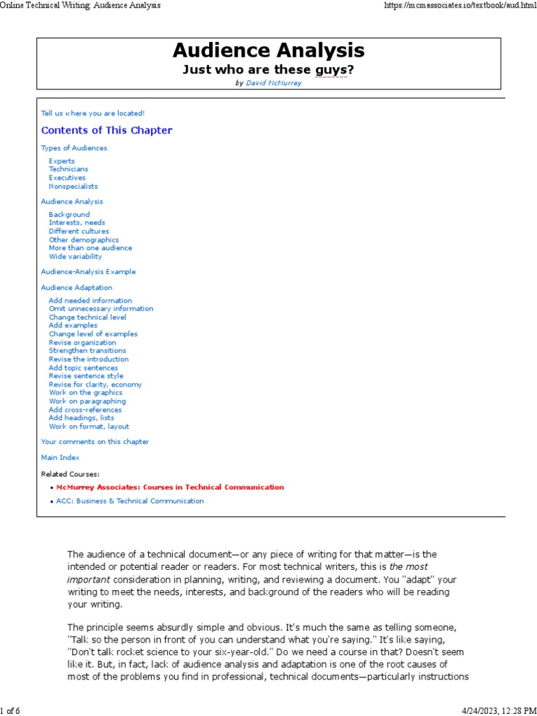 Online Technical Writing Audience Analysis | Download Free PDF ...