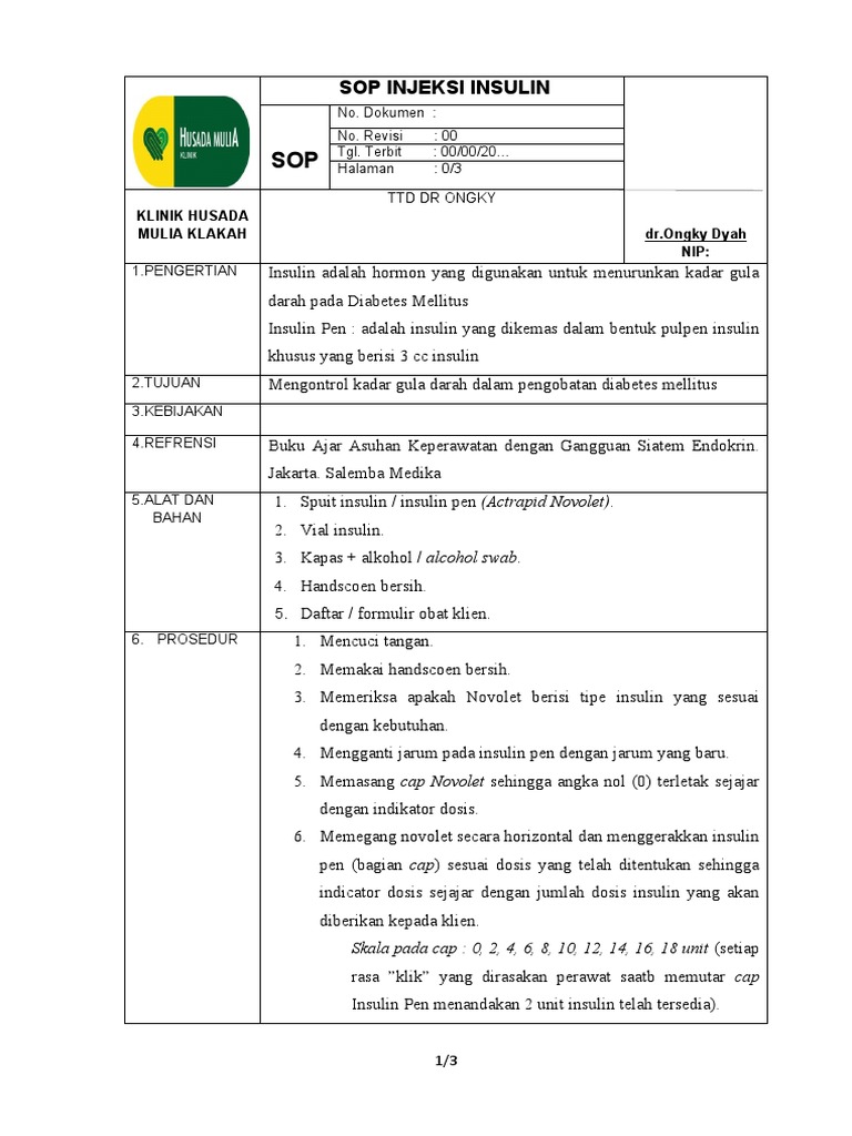 Sop Insulin | PDF