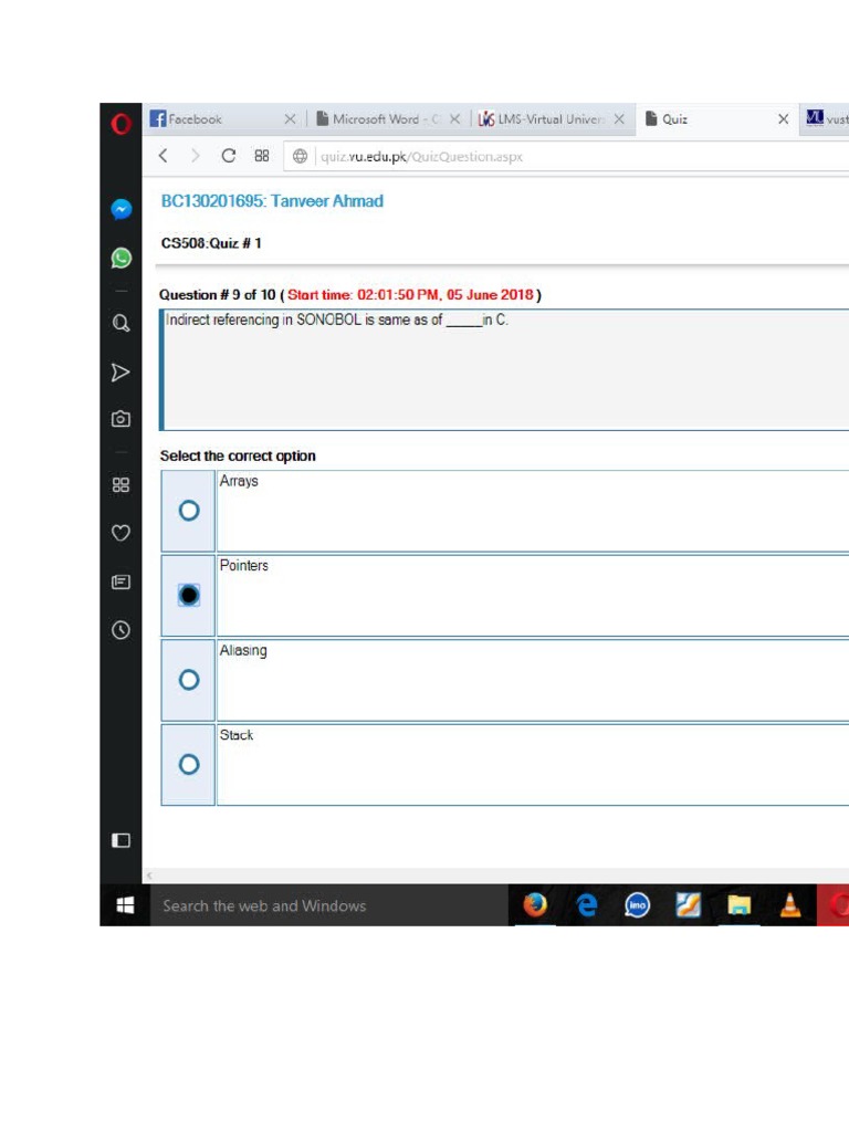 cs508 Solved Quiz No 1 With Reference | PDF