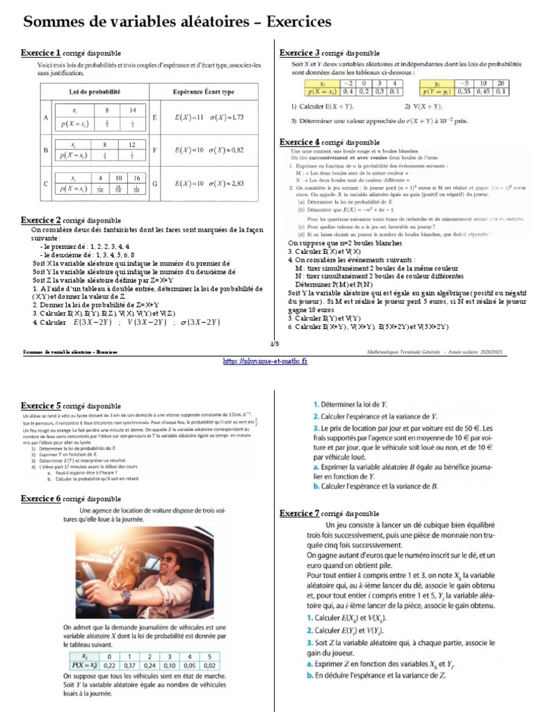 Variables Aleatoires Exercices | PDF
