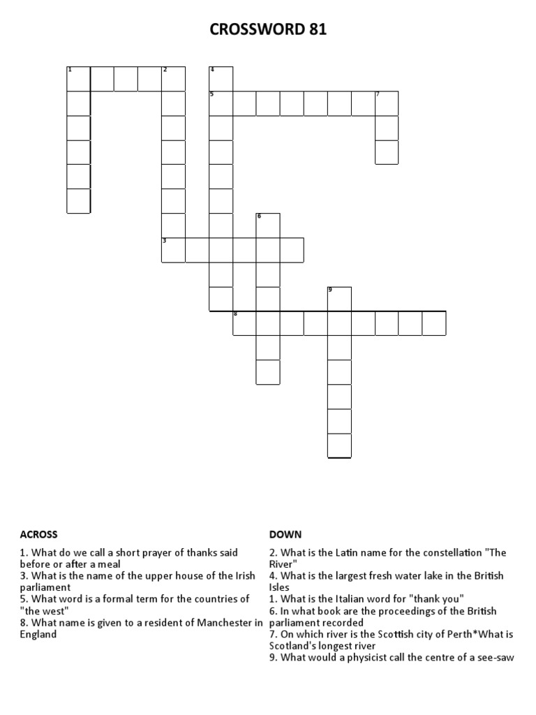 Crossword Puzzle Questions and Answers | PDF