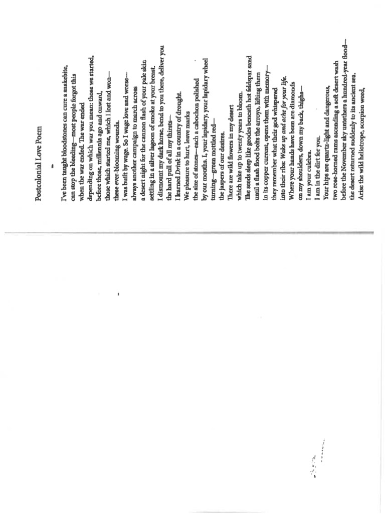 Postcolonial Love Poem - Natalie Diaz | PDF