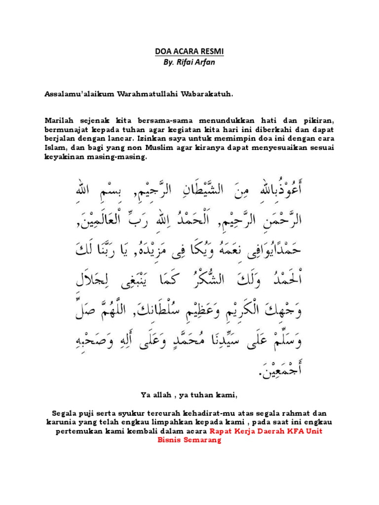 Doa Acara Resmi | PDF
