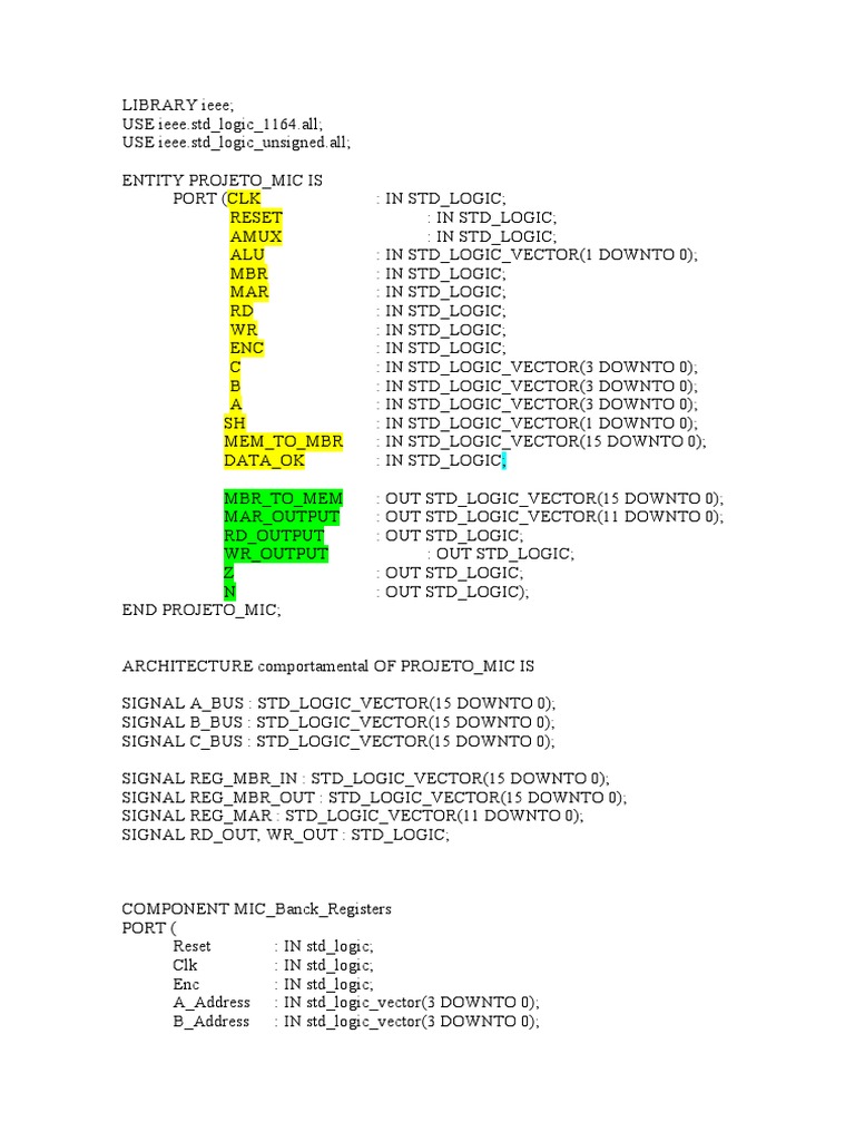 Projeto MIC VHDL-1 | PDF | Computer Engineering | Computing