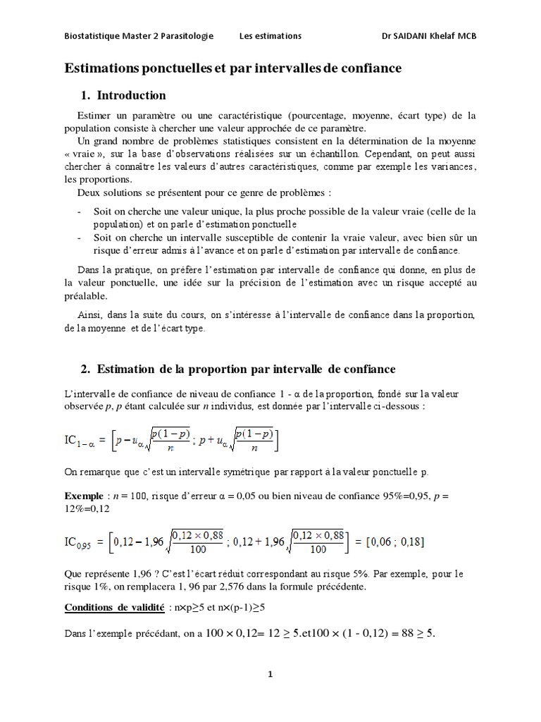 Estimations Ponctuelles Et Intervalles de Confiance | PDF