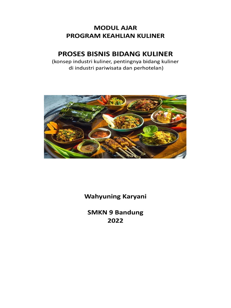 Modul Ajar Dasar-Dasar Kuliner - Konsep, Pentingnya Bidang Kuliner Di Industri Pariwisata ...