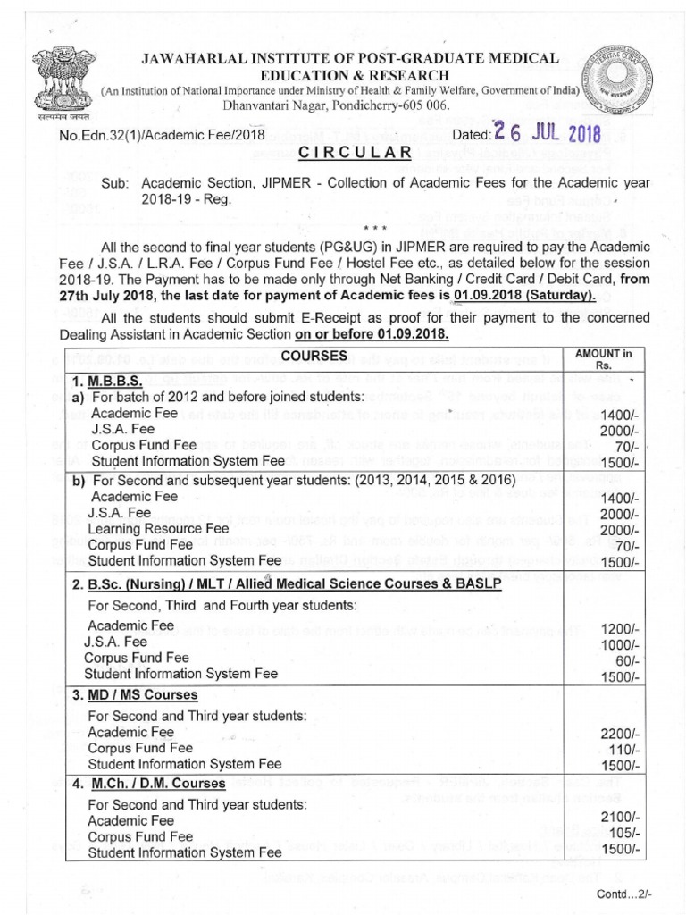 Academic Fee-Circular | PDF
