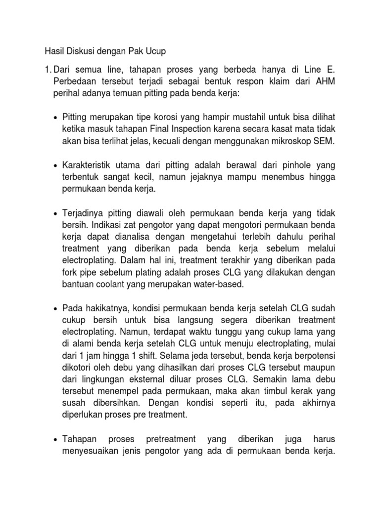 Proses Pitting dan Electroplating Fork Pipe | PDF