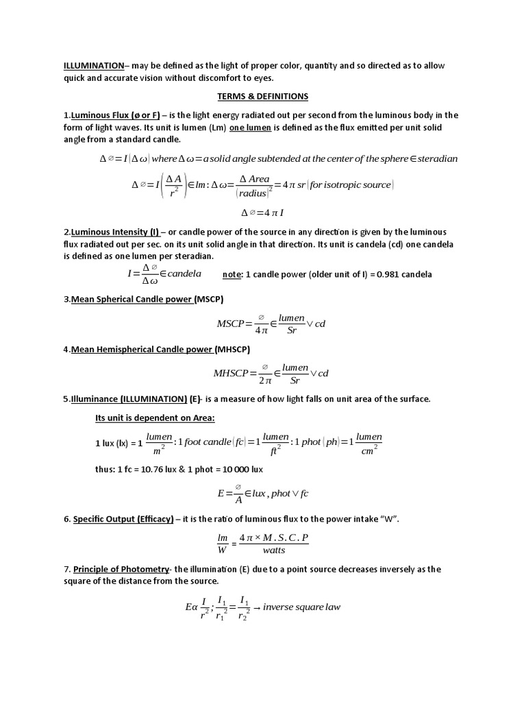 Handouts Illumination | PDF | Incandescent Light Bulb | Light