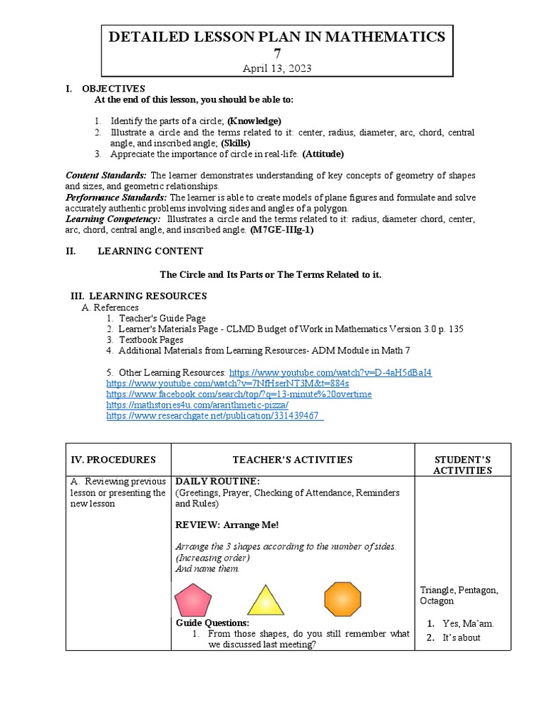 Understanding Circle Parts in Geometry | PDF