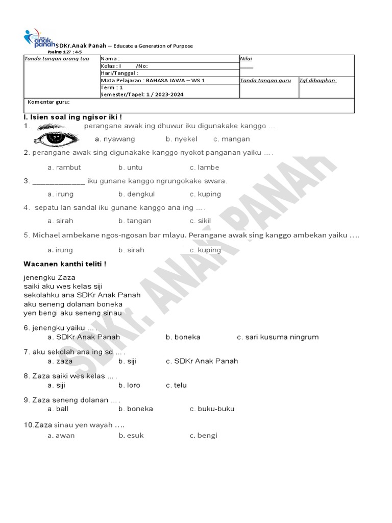 Bahasa Jawa Kls 1 | PDF