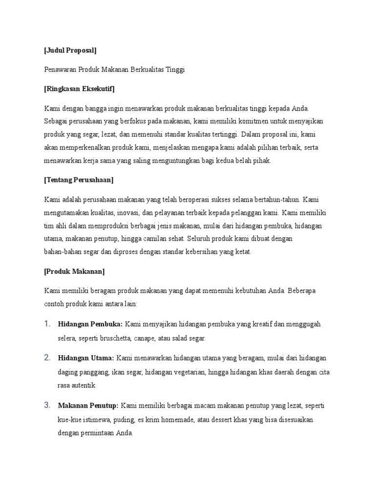 BlogEvermos - Contoh Proposal Penawaran Produk Makanan PDF | PDF ...