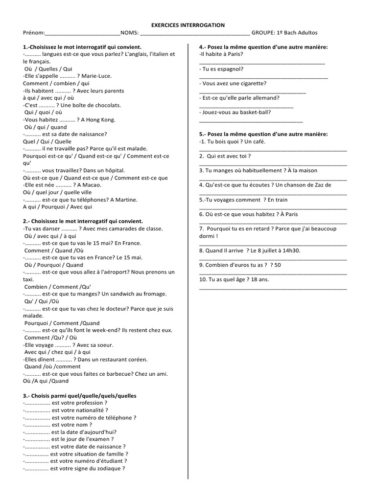Exercices Interrogation | PDF