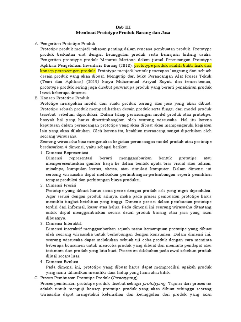 BAB III Membuat Prototype Produk Barang Dan Jasa | PDF | Bisnis | Seni