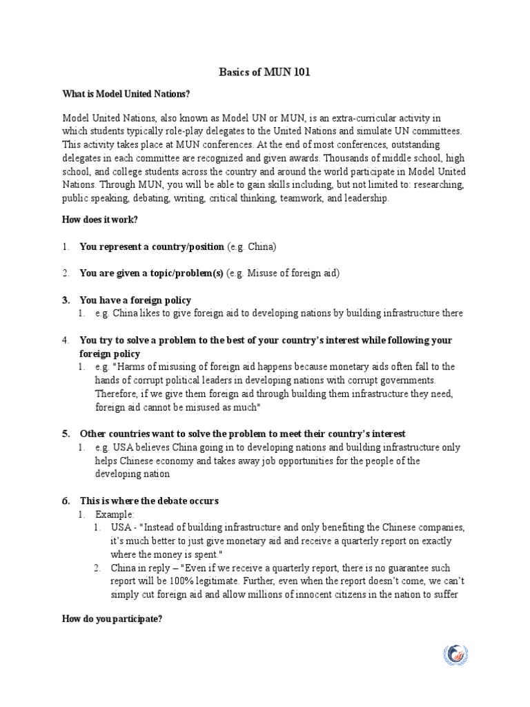 Basics of Mun 101 | PDF | Career & Growth