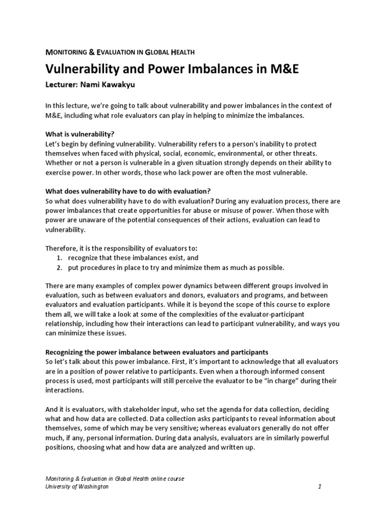 Mande Vulnerability Power Imbalances Pdf Power Social And Political Evaluation 