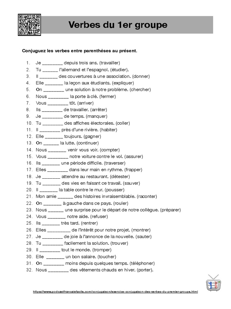 Exercices de conjugaison 1er groupe | PDF | Échecs | Théorie (échecs)