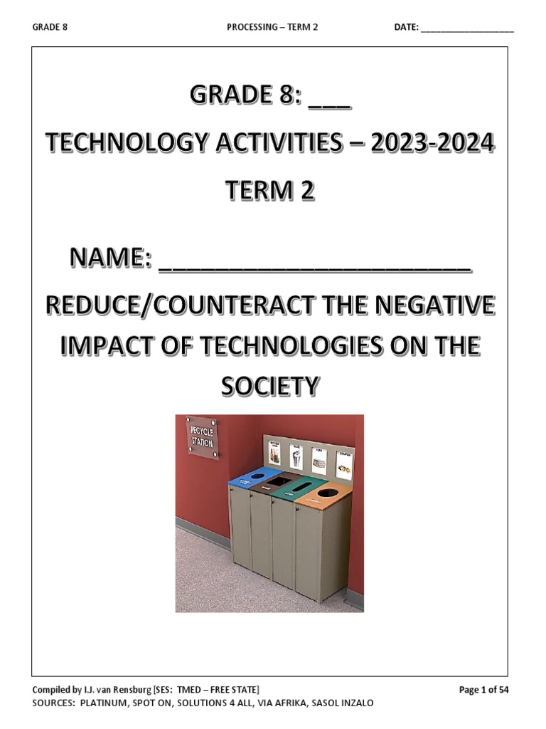 IJVR - GR 8 - TECH WORKSHEETS - Term 2 - RATP 2023-24 | PDF