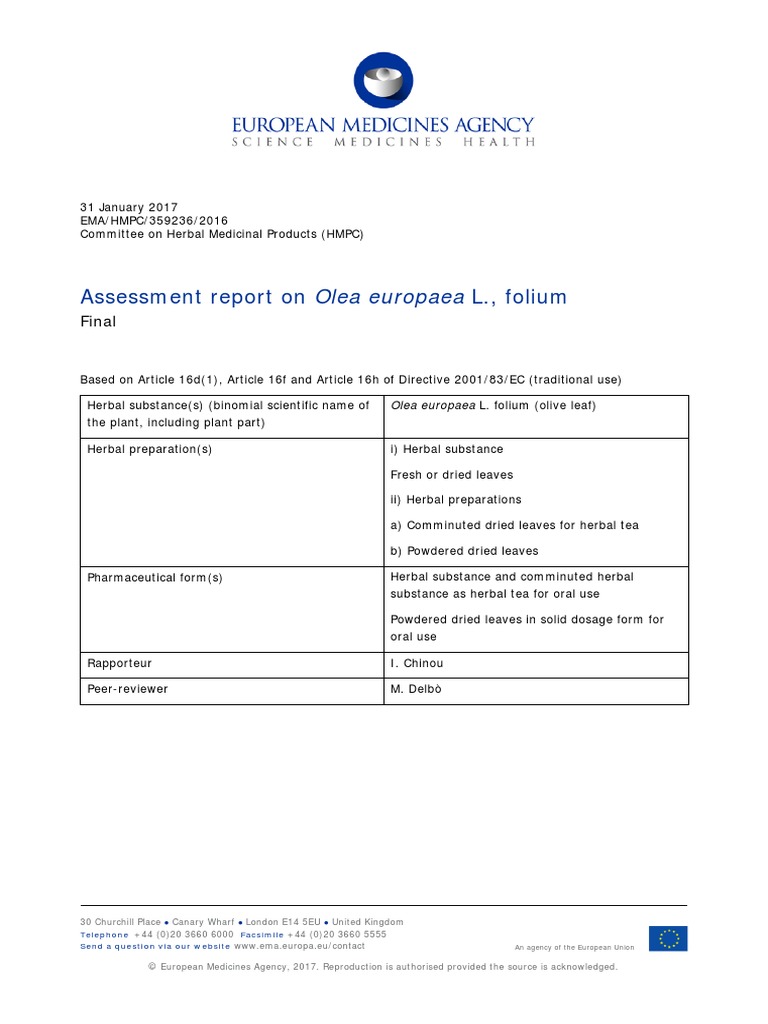 EMA Monografija Final-Assessment-Report-Olea-Europaea-L-Folium-First ...
