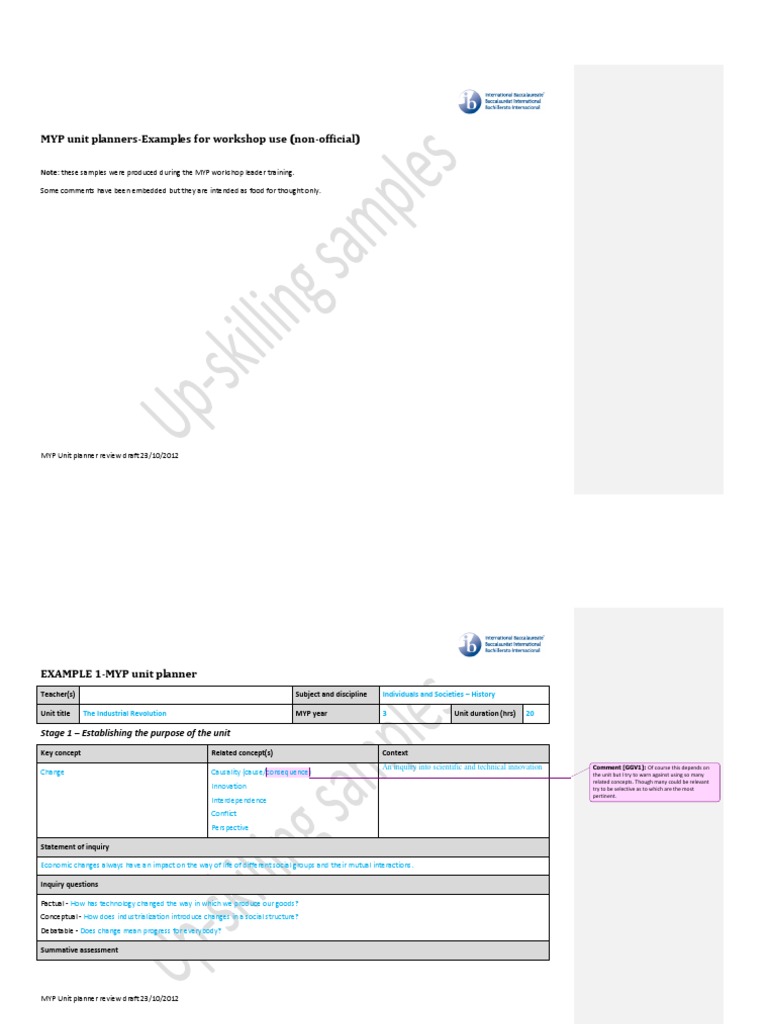 MYP Unit Planner: Industrial Revolution | PDF | Critical Thinking ...