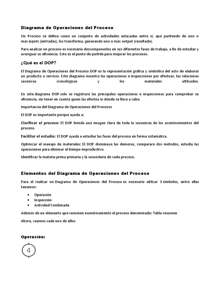¿Qué Es El DOP?: Diagrama de Operaciones Del Proceso | PDF