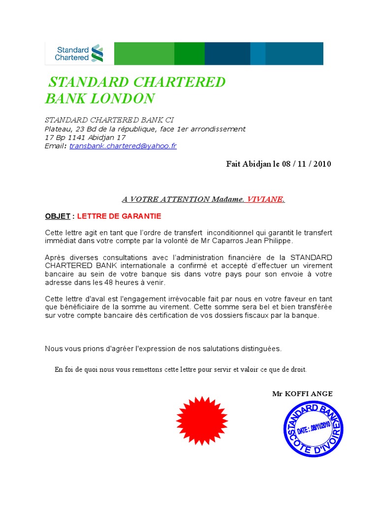 LETTRE DE GARANTIE (1) | PDF