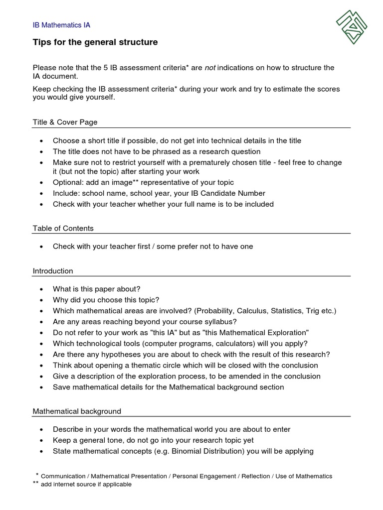 Math IA Structure | PDF