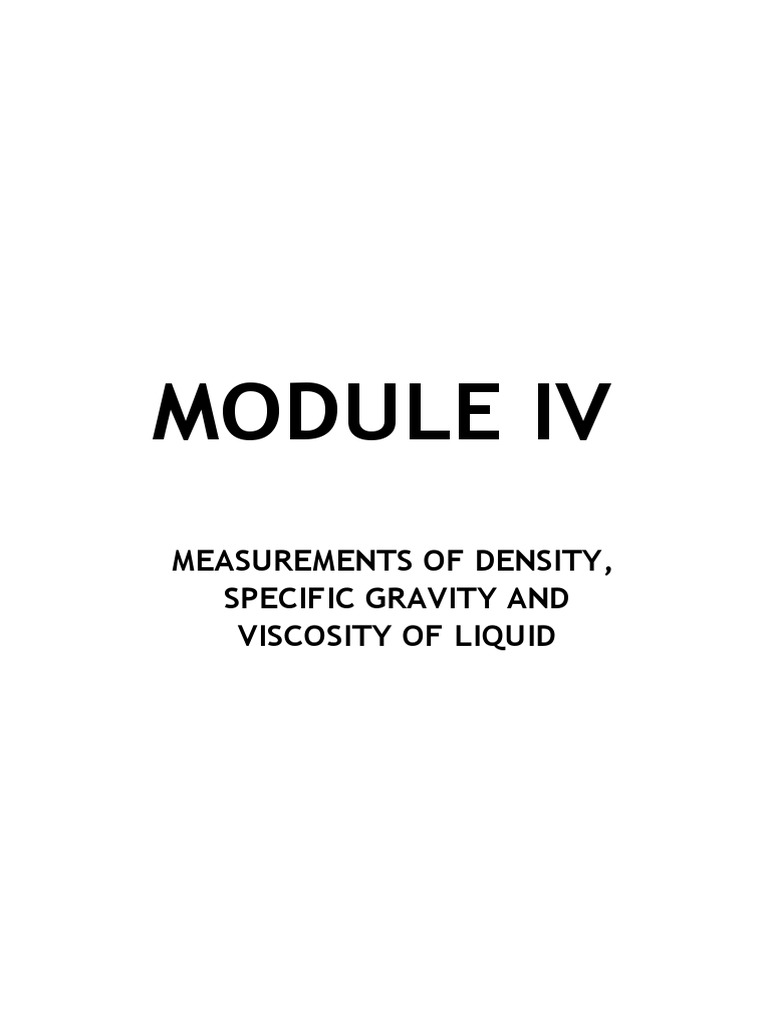 Module Iv - Measurement of Density and Specific Gravity of Liquid | PDF