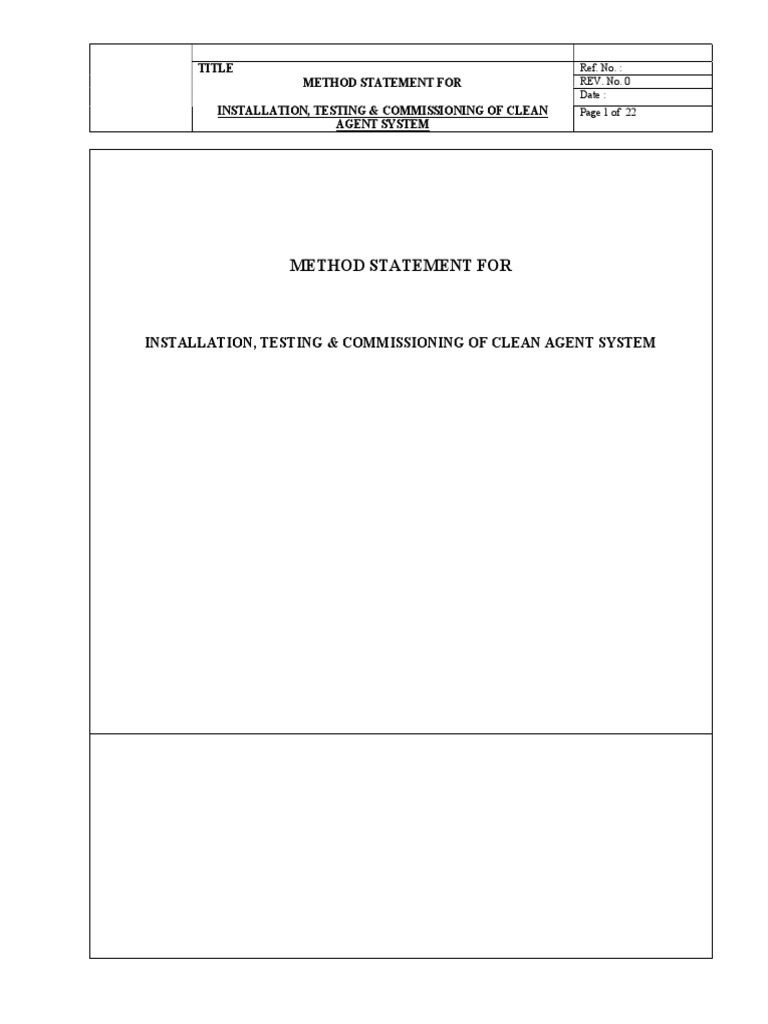 Method Statement For Installation Testing Commissioning of Clean Agent ...