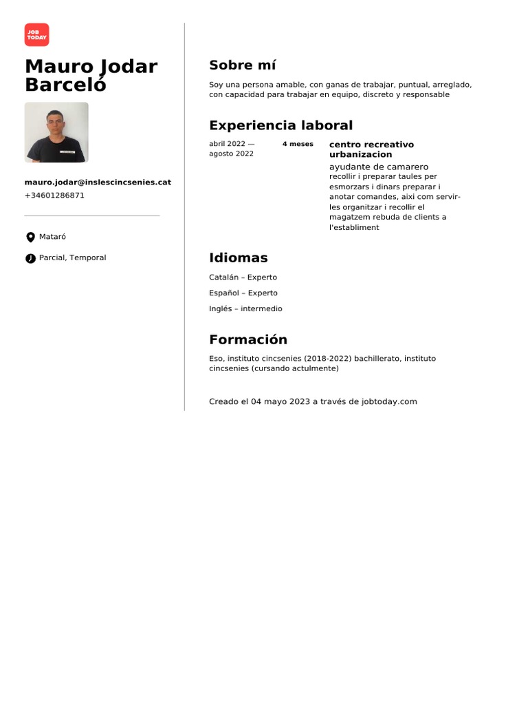 CV Job Today de Mauro | PDF