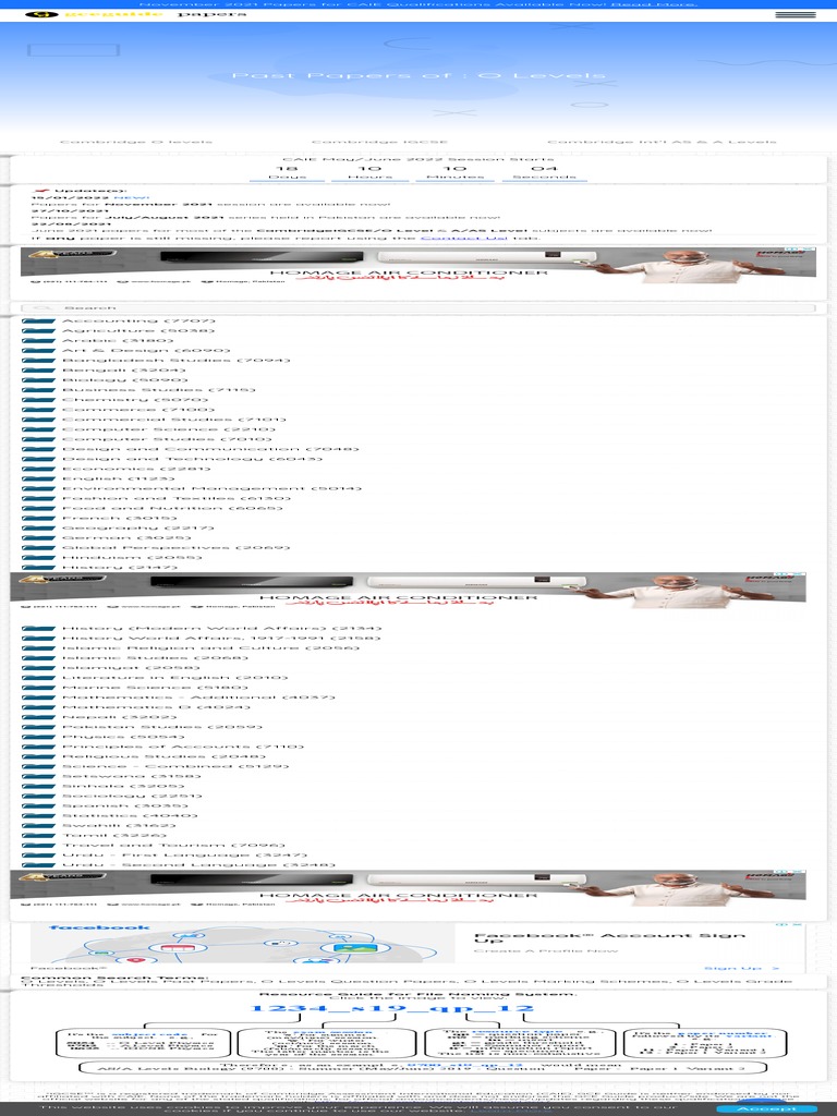 Past Papers O Levels GCE Guide | PDF