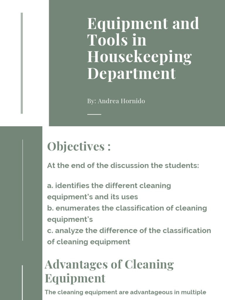 Housekeeping Cleaning Equipment Guide | PDF
