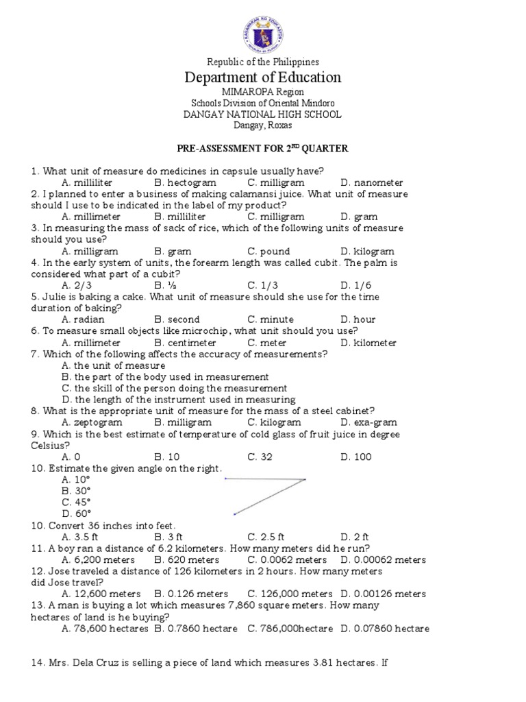 Assessment 2ND Quarter | PDF | Multiplication | Mathematics